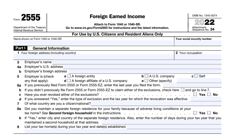 Form 2555: Reporting Foreign Earned Income