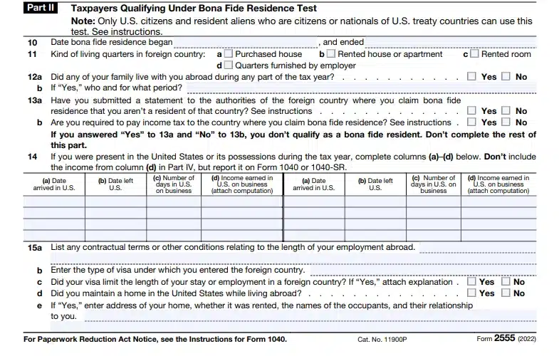Form 2555: Reporting Foreign Earned Income